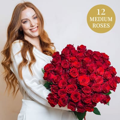 12 medium stemmed roses | Interflora